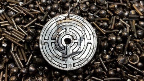 Maze Pendant Maze Necklace Circular Maze Pattern Hand Cut | Etsy