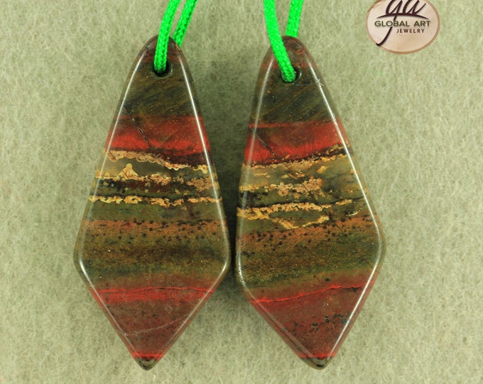 EA10606 1 Pair Natural California Rainbow Jasper Design Earring Beads ...
