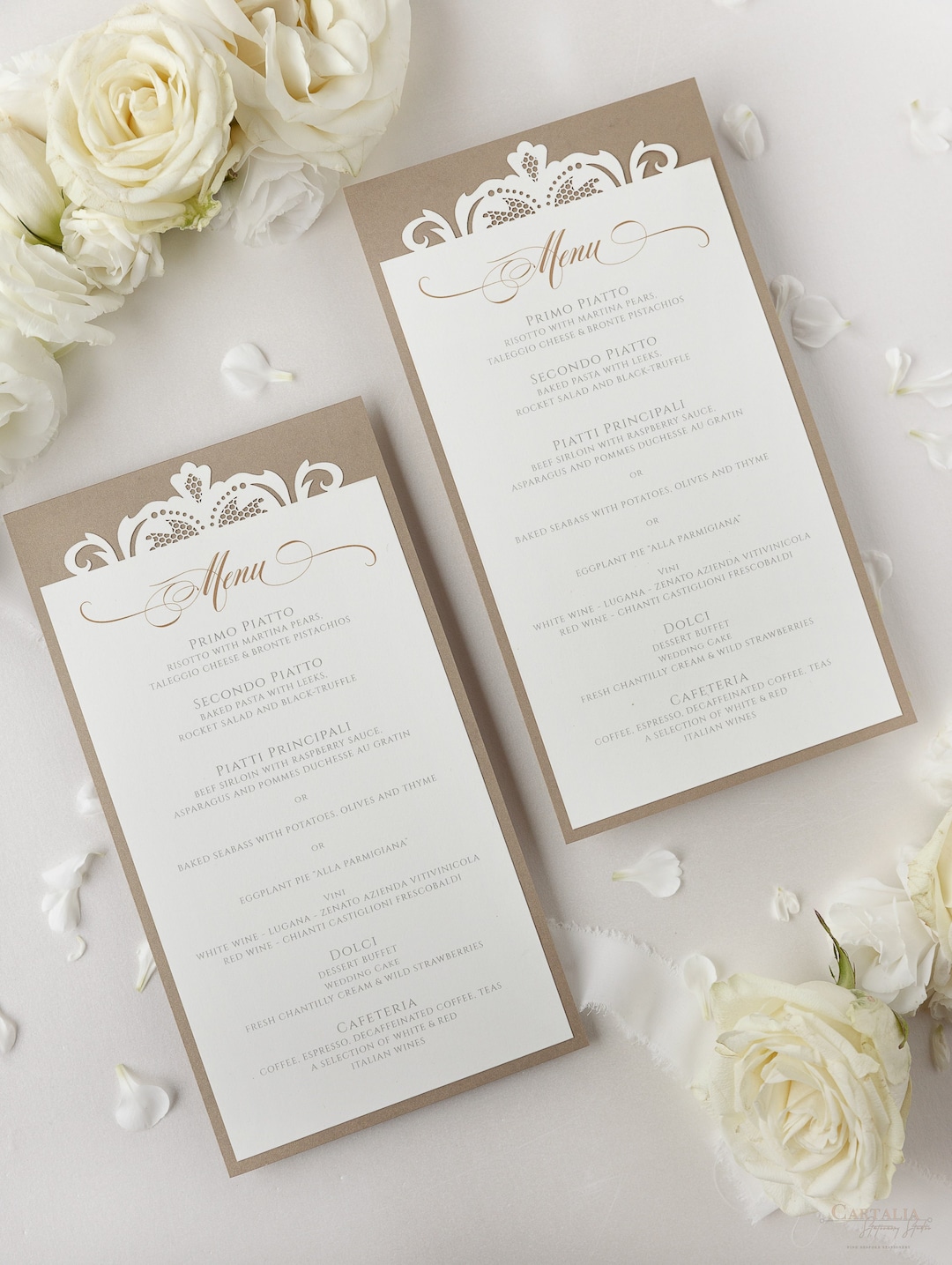 Luxury Old Gold Opulence Laser Cut Plate Menu , Wedding Menus , Table ...
