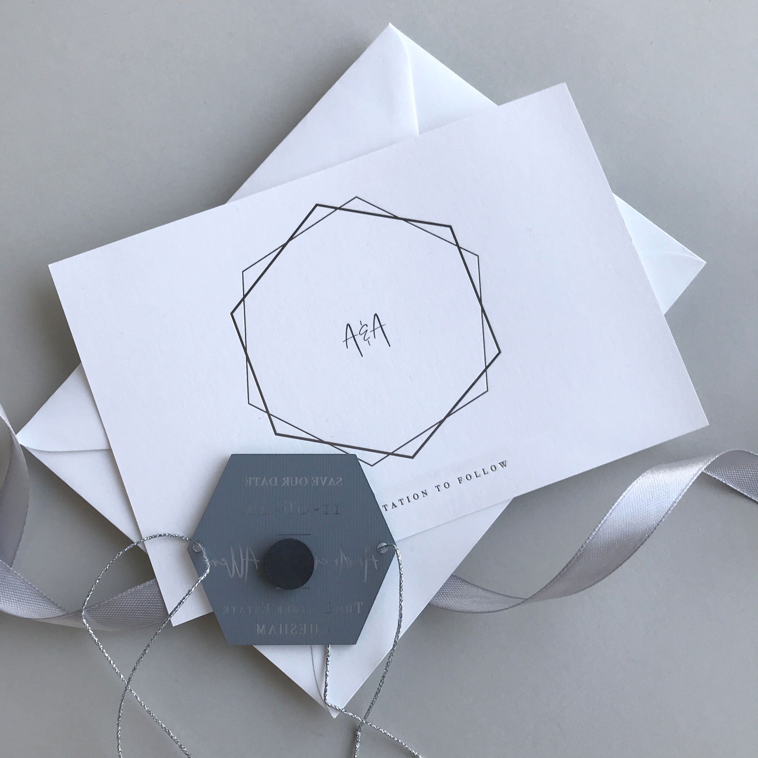 Classy Hexagon Magnet Save the Date Luxury Silver Mirror - Etsy UK