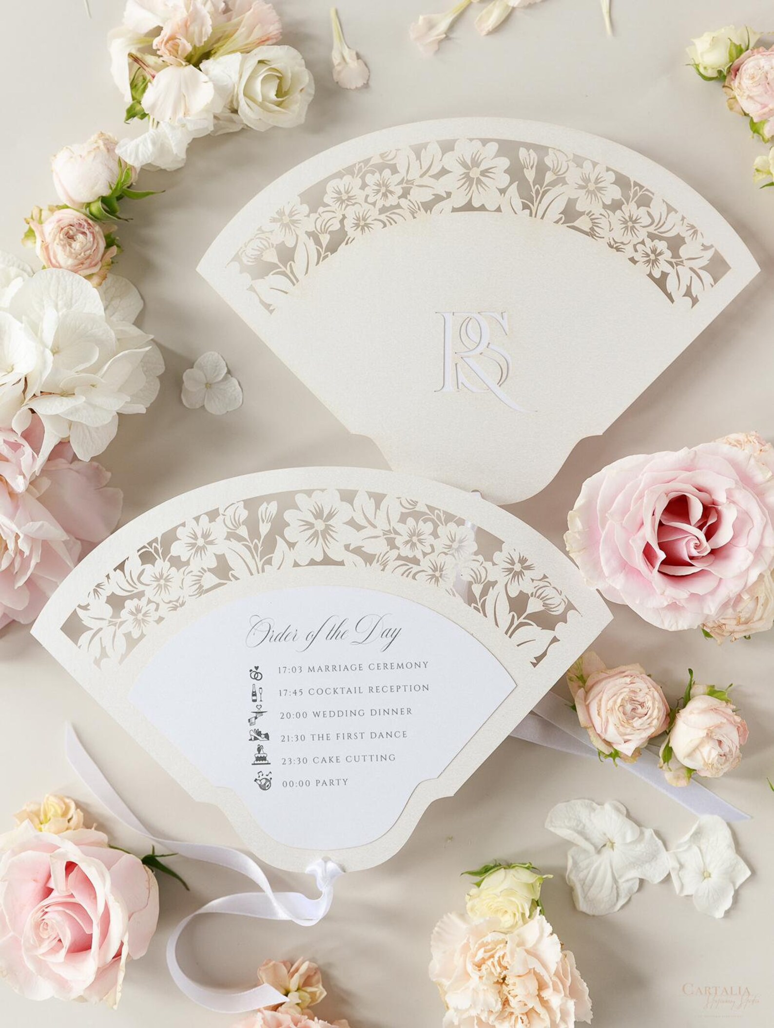 Luxury Wedding Petal Program Fan With Timeline & Order of Day, Wedding ...