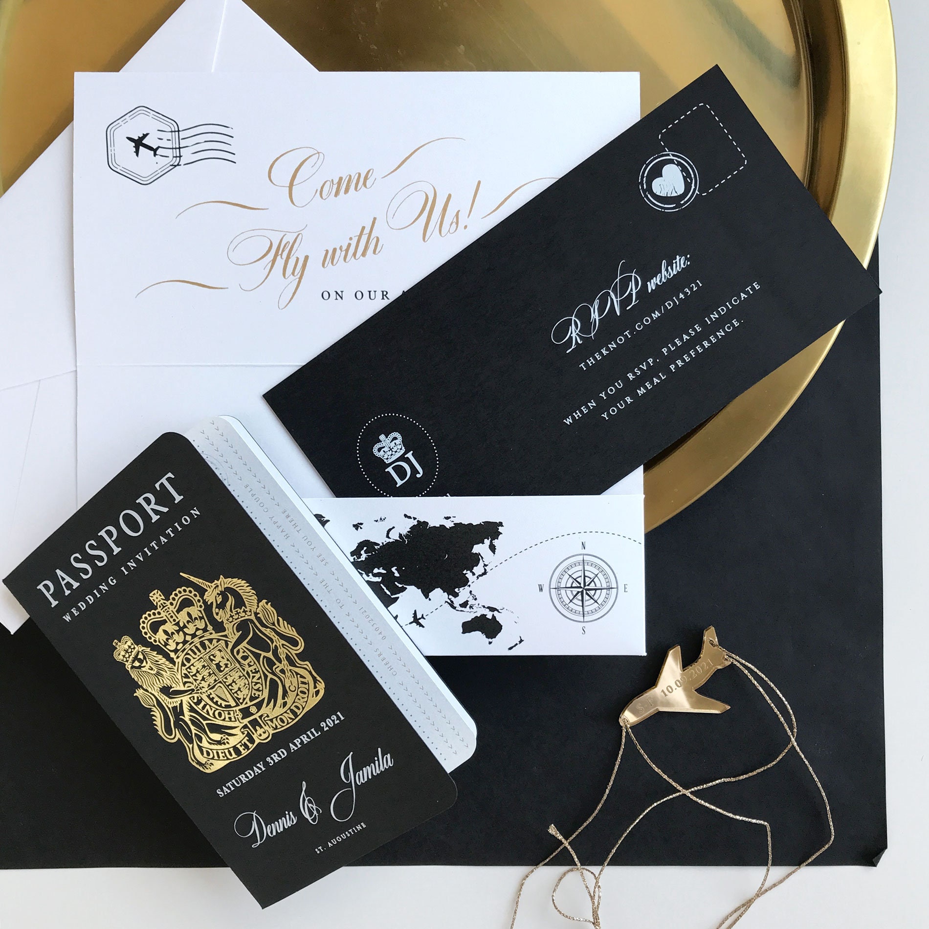 Passport Invite FOLDER Wallet: Black Luxury Wedding | Etsy