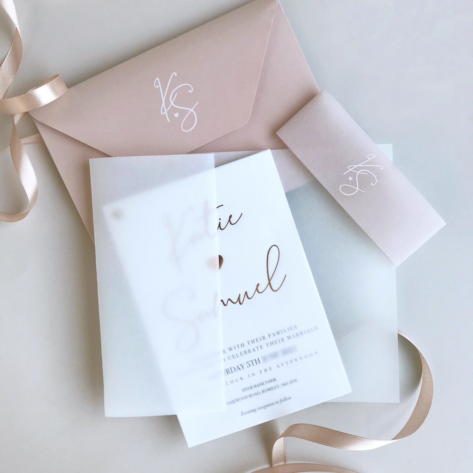 Wedding Vellum Suite With Real Rose Gold Foil Wedding - Etsy