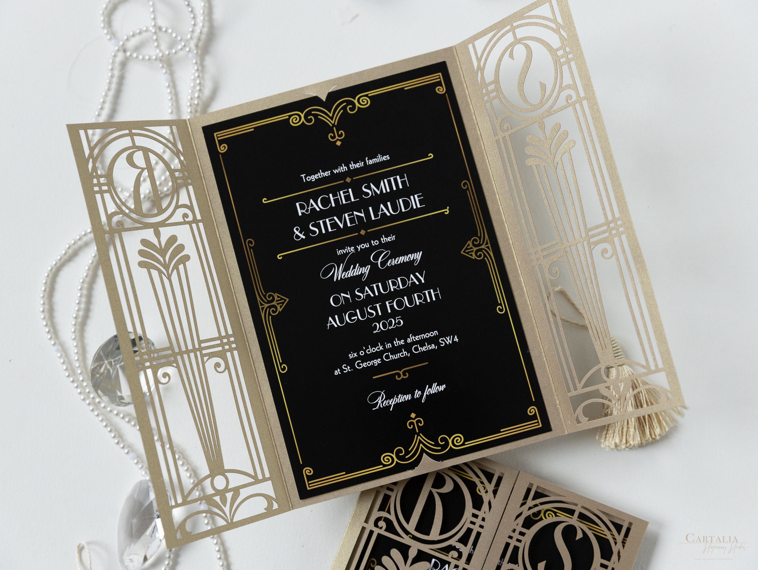 Black And Gold Art Deco Invitations