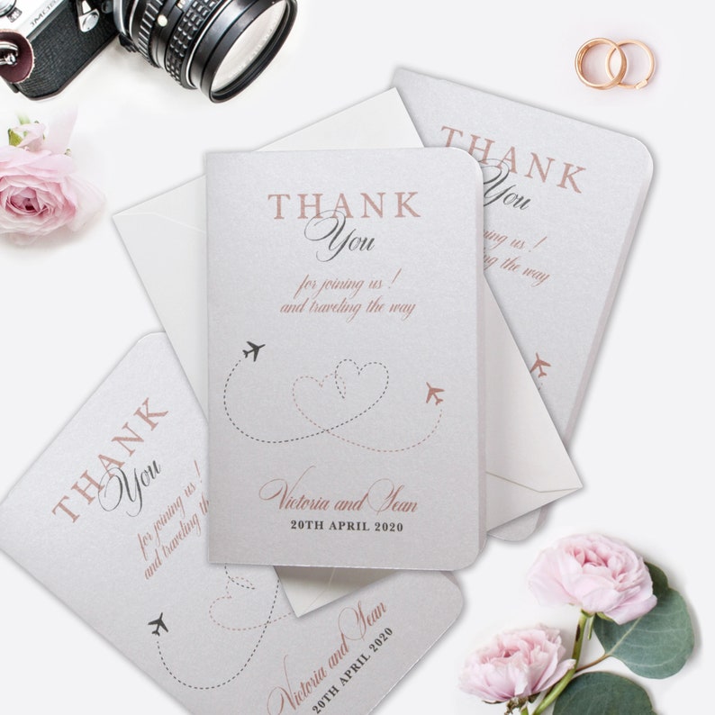 Thank You Cards With Own Message Matching Travel Passport - Etsy