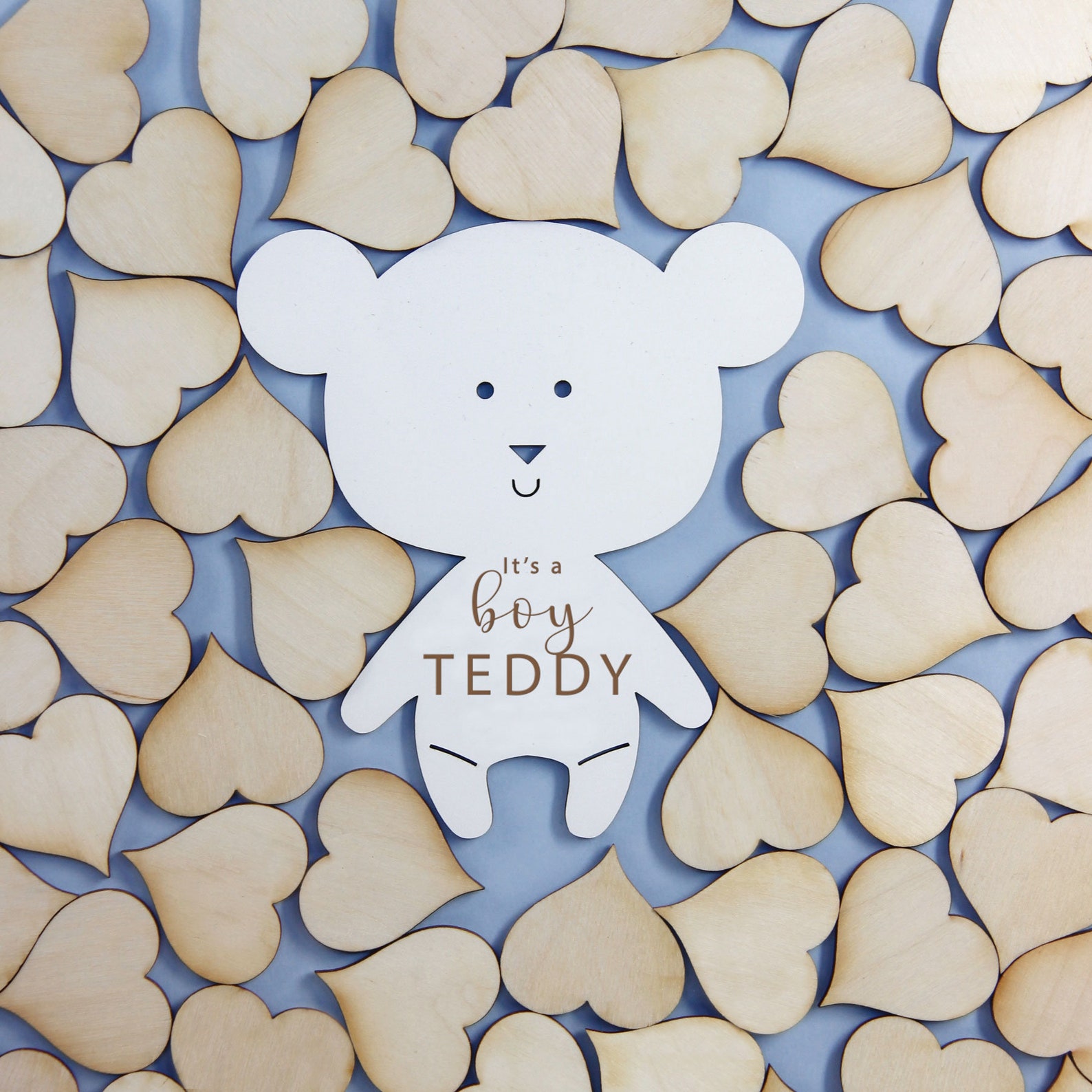 Teddy Bear Baby Shower Guest Book Drop Hearts Frames Guest Book ...