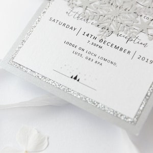 White Winter Wedding Invitations , Snowflake Laser Cut Band Reception ...