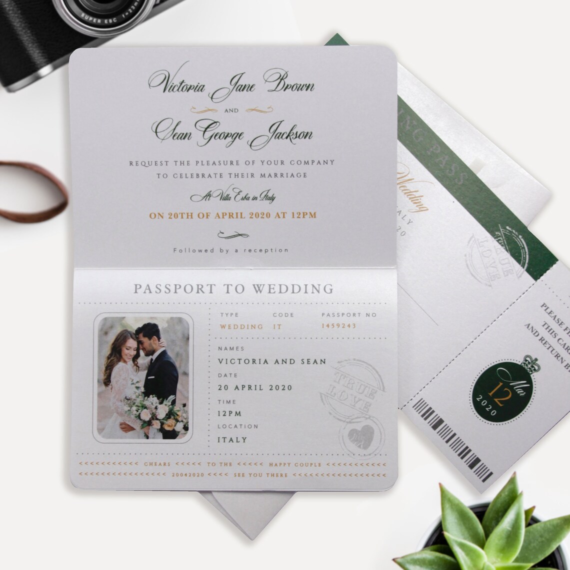 Luxury Foil Passport Wedding Invitations Boarding Pass | Etsy