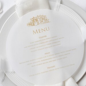 Circle Plate Menu Cards , Vellum Menu Cards , Menu With Your Venue ...