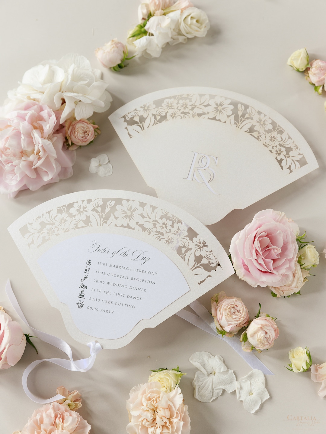 Luxury Wedding Petal Program Fan With Timeline & Order of Day, Wedding ...