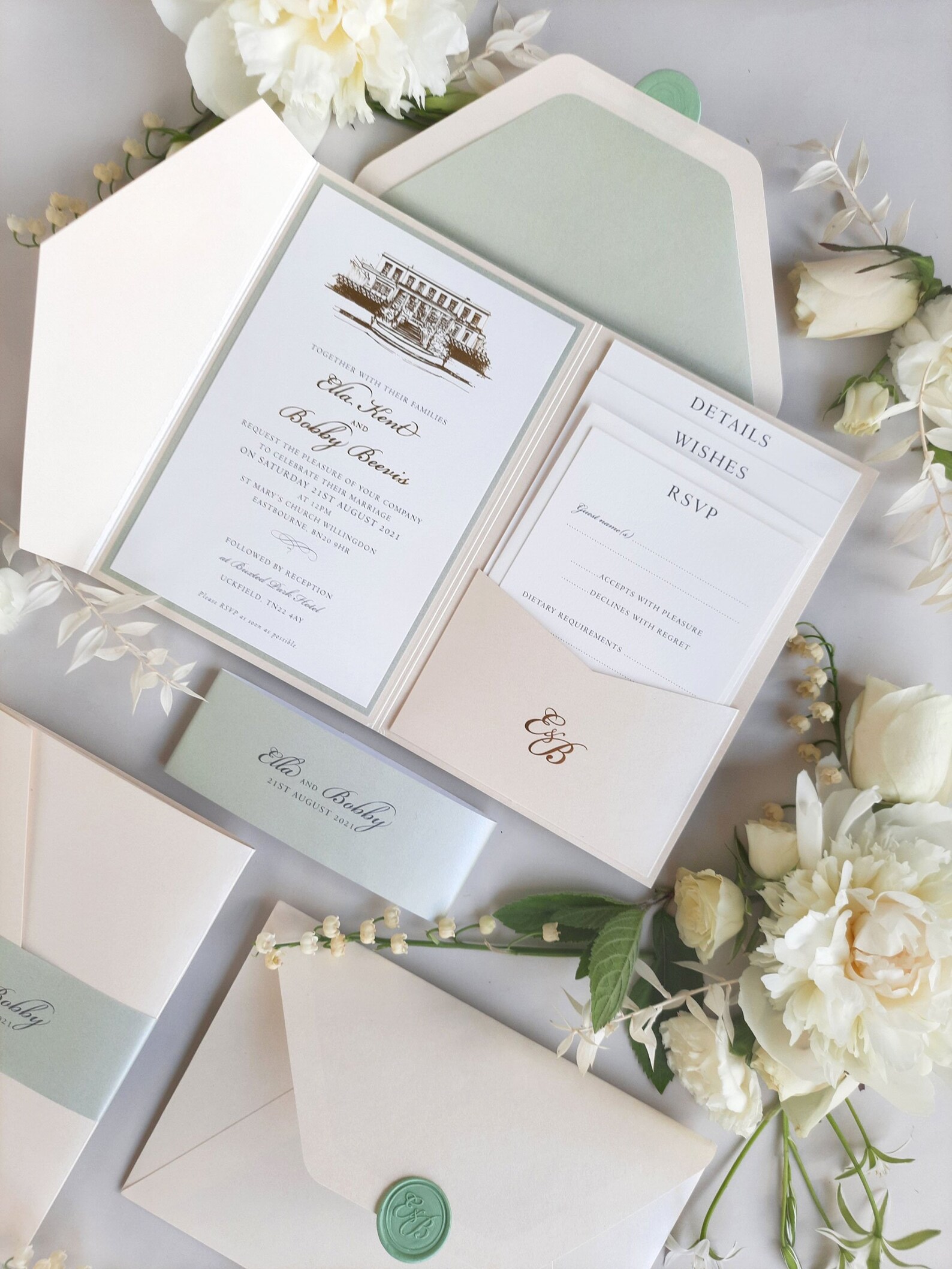 Custom Wedding Venue Illustration Venue Invitation Sage Green - Etsy