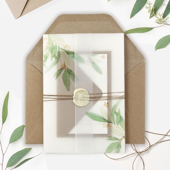 Greenery Vellum See Through Folder Parchment Pocket Fold Suite | Etsy UK