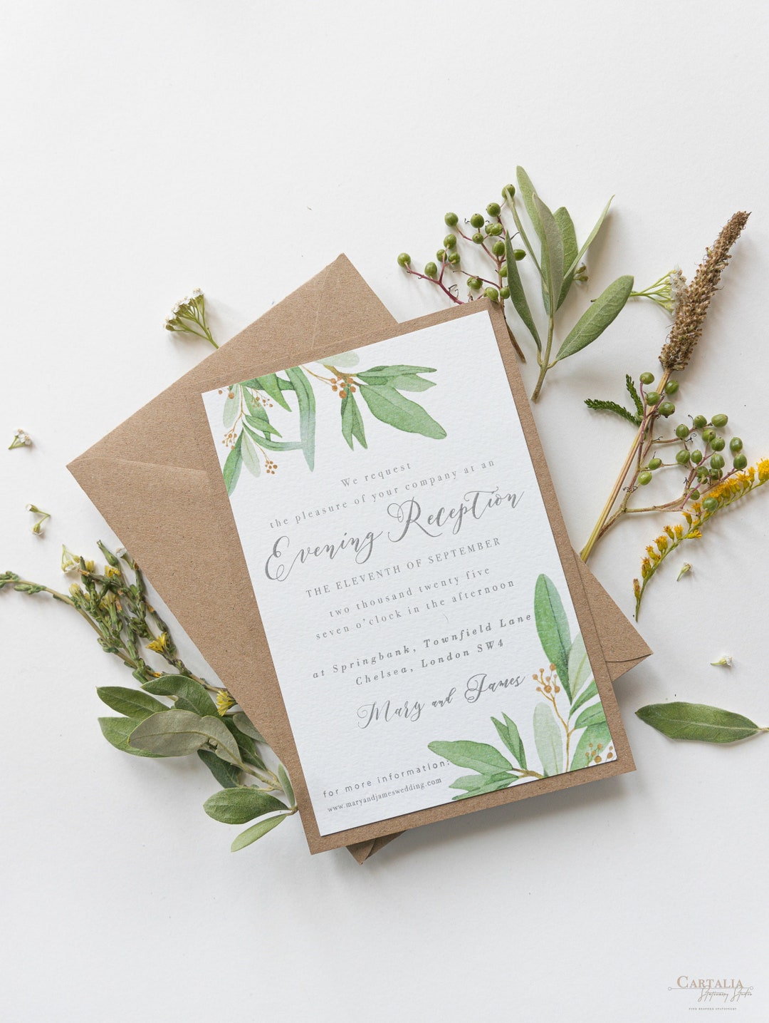 Greenery & Kraft Evening Invitations , Reception Invitation , Wedding ...
