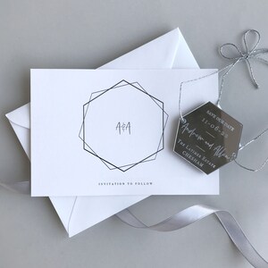 Classy Hexagon Magnet Save the Date- Luxury Silver Mirror Plexi Acrylic Hexagon, Save the Date ...
