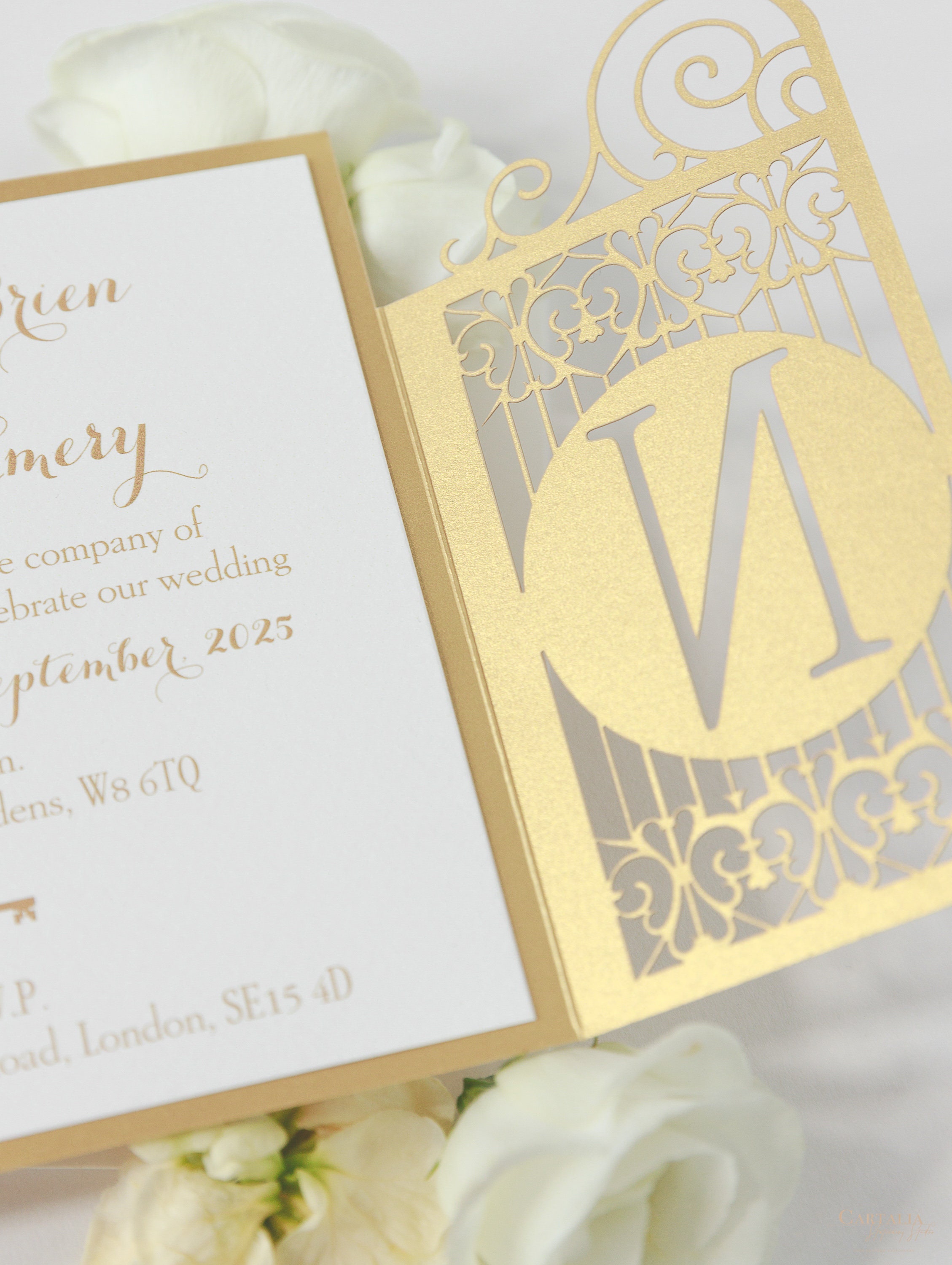 Gold Celtic Gate Laser Cut Wedding Invitation Great Gatsby Art Nouveau ...