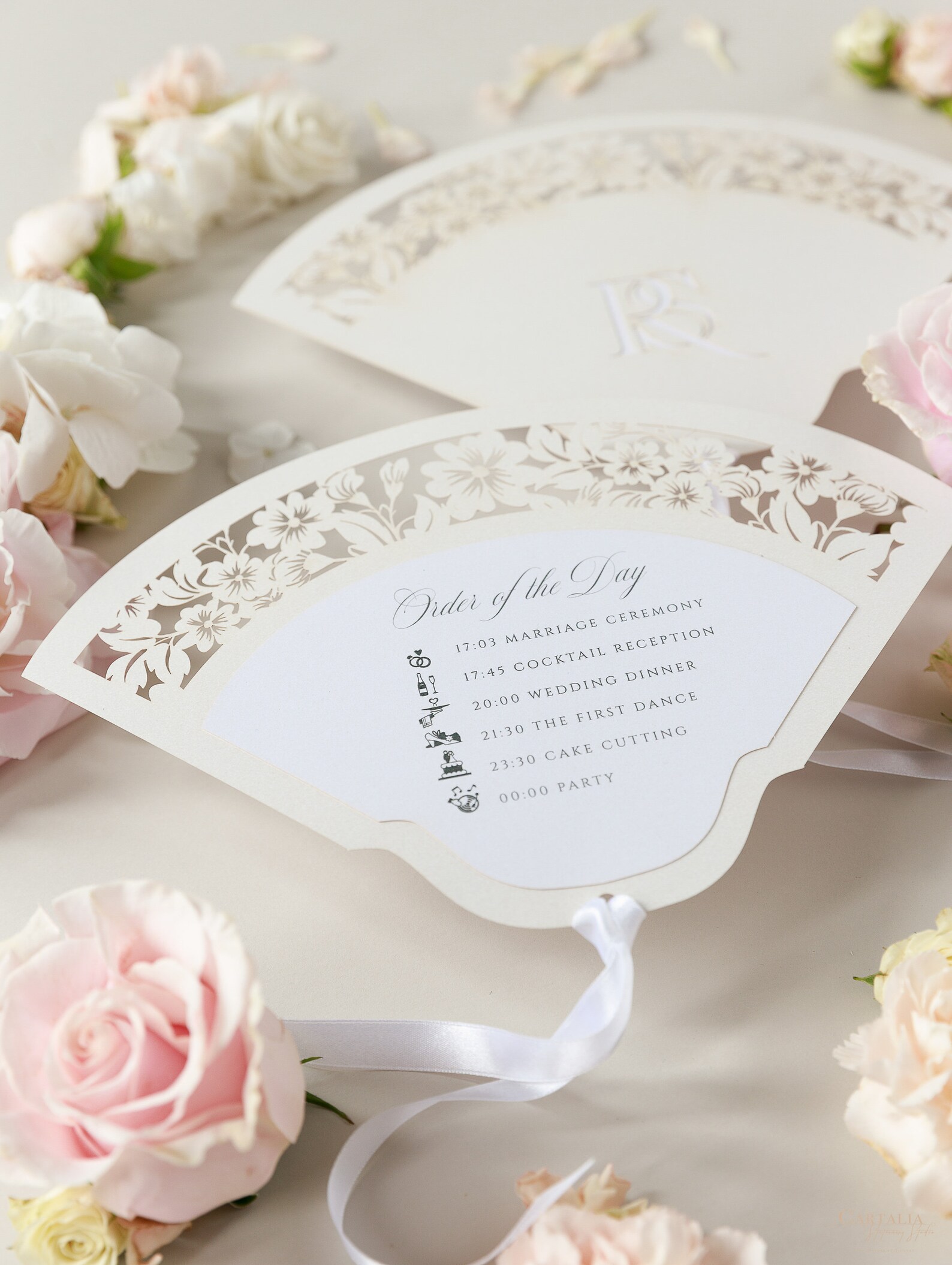 Luxury Wedding Petal Program Fan With Timeline & Order of Day, Wedding ...