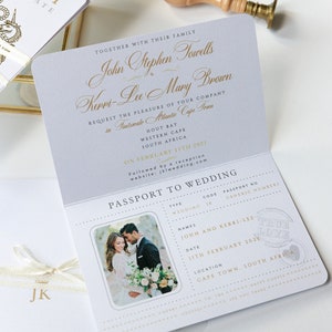 Passport Wedding Save the Date Vellum With Gold Foil Boarding Pass ...