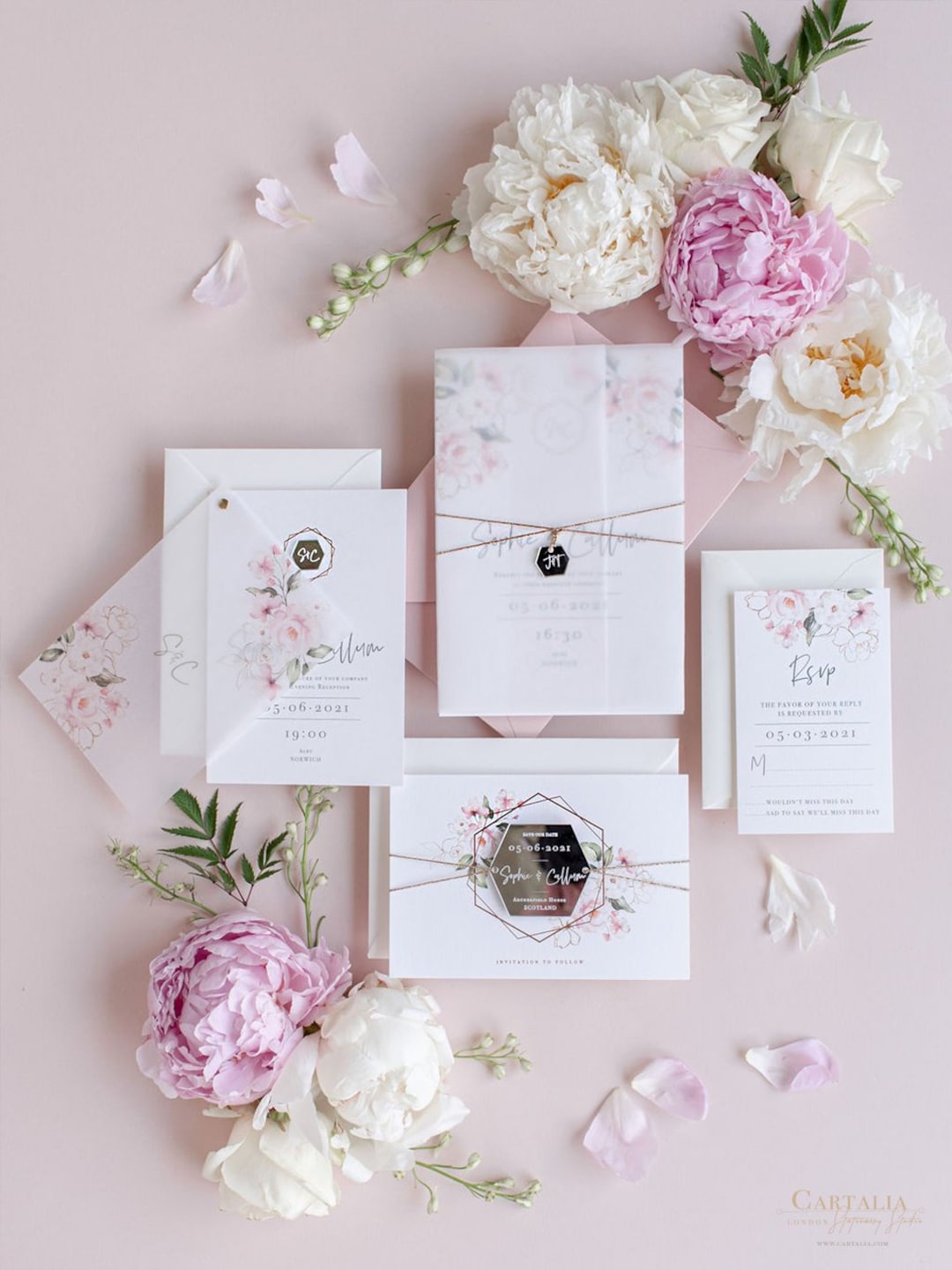 Peony wedding invitations 60 photos - Astyledwedding.com