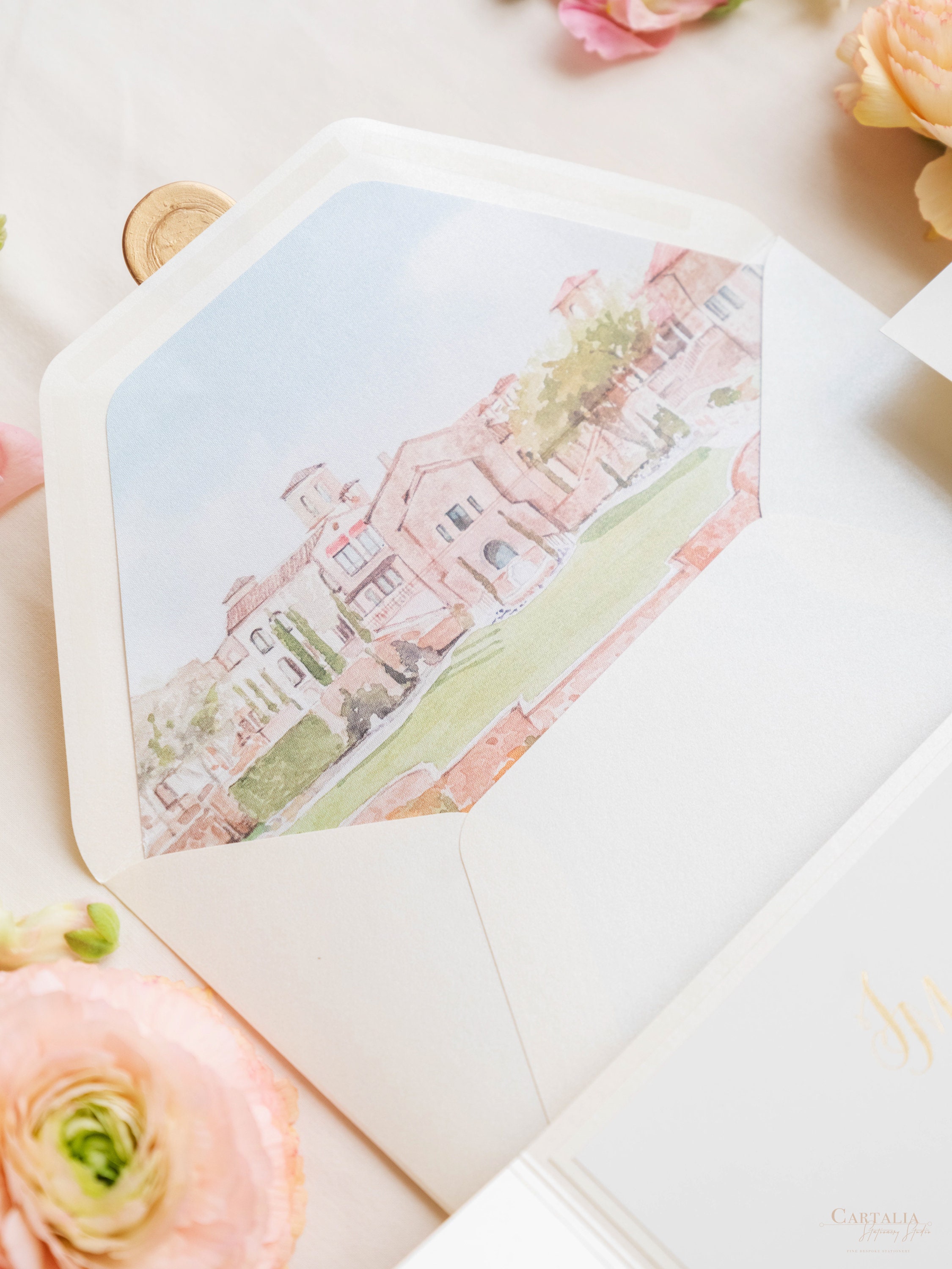 Custom Watercolor Floral Wedding Invitation Suite With Laser-cut Pocket ...