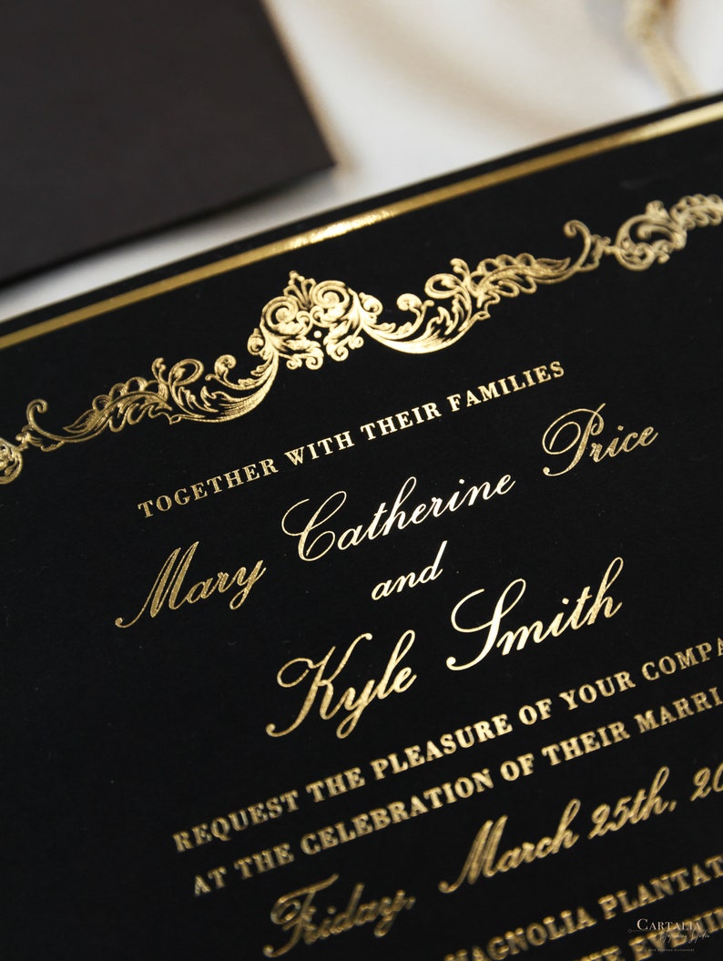 Luxury Wedding Invitation Black Velvet Pocket Fold Suite & - Etsy
