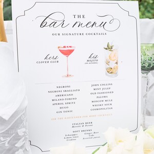 Elegant Signature Cocktails Menu for Your Special Event - Etsy
