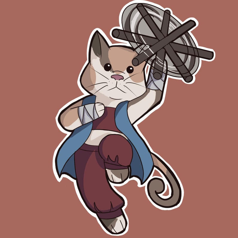 Dungeons and Dragons Cats Printable Sticker Set of 12 Png - Etsy