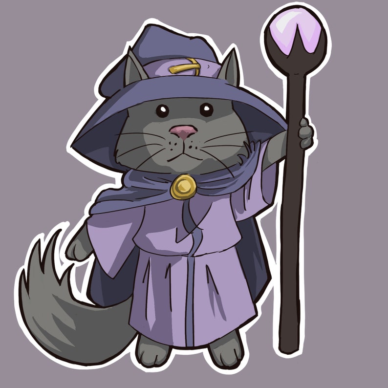 Dungeons and Dragons Cats Printable Sticker Set of 12 Png - Etsy