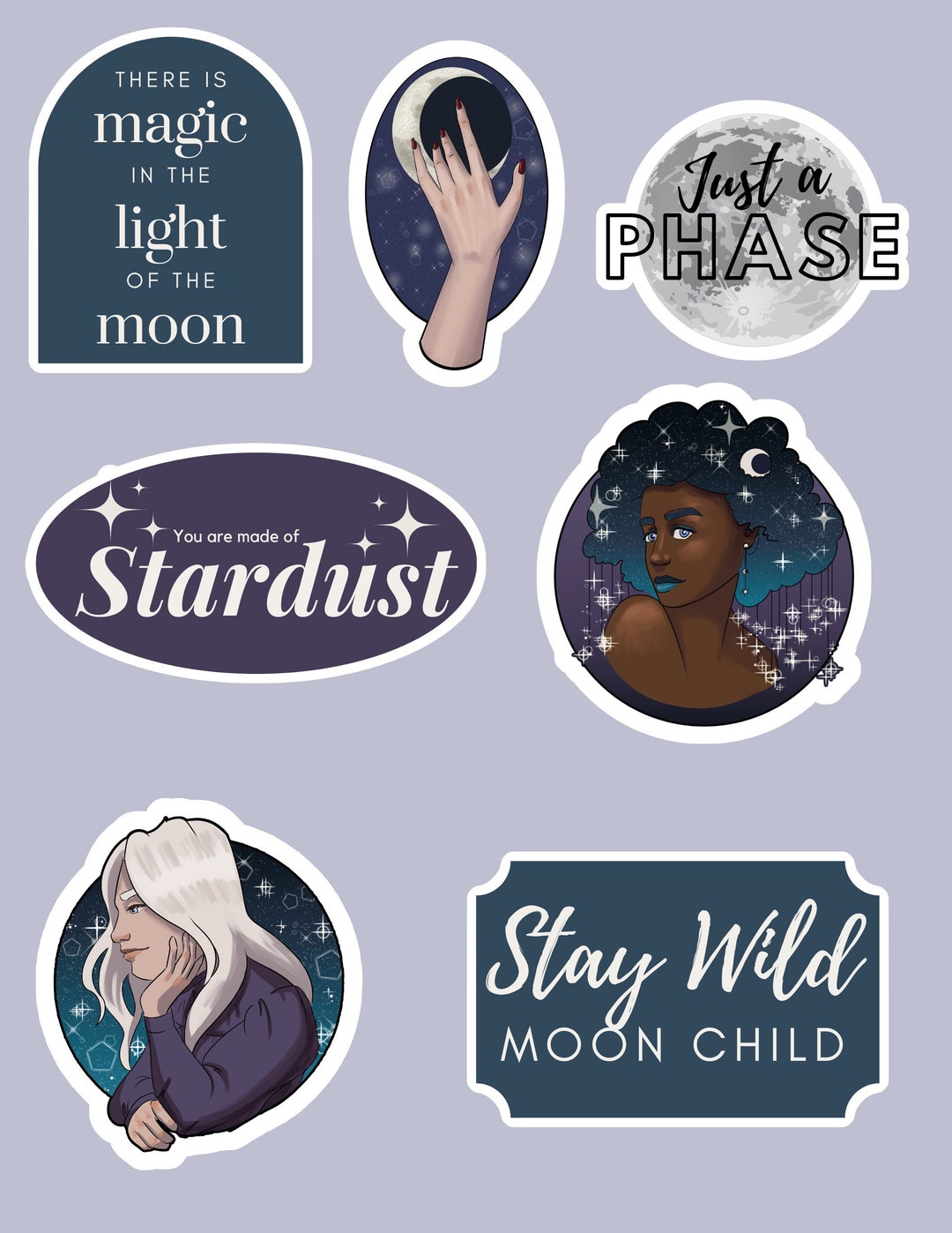 Printable Moon Magic Sticker Set, Png File With Transparent Background ...