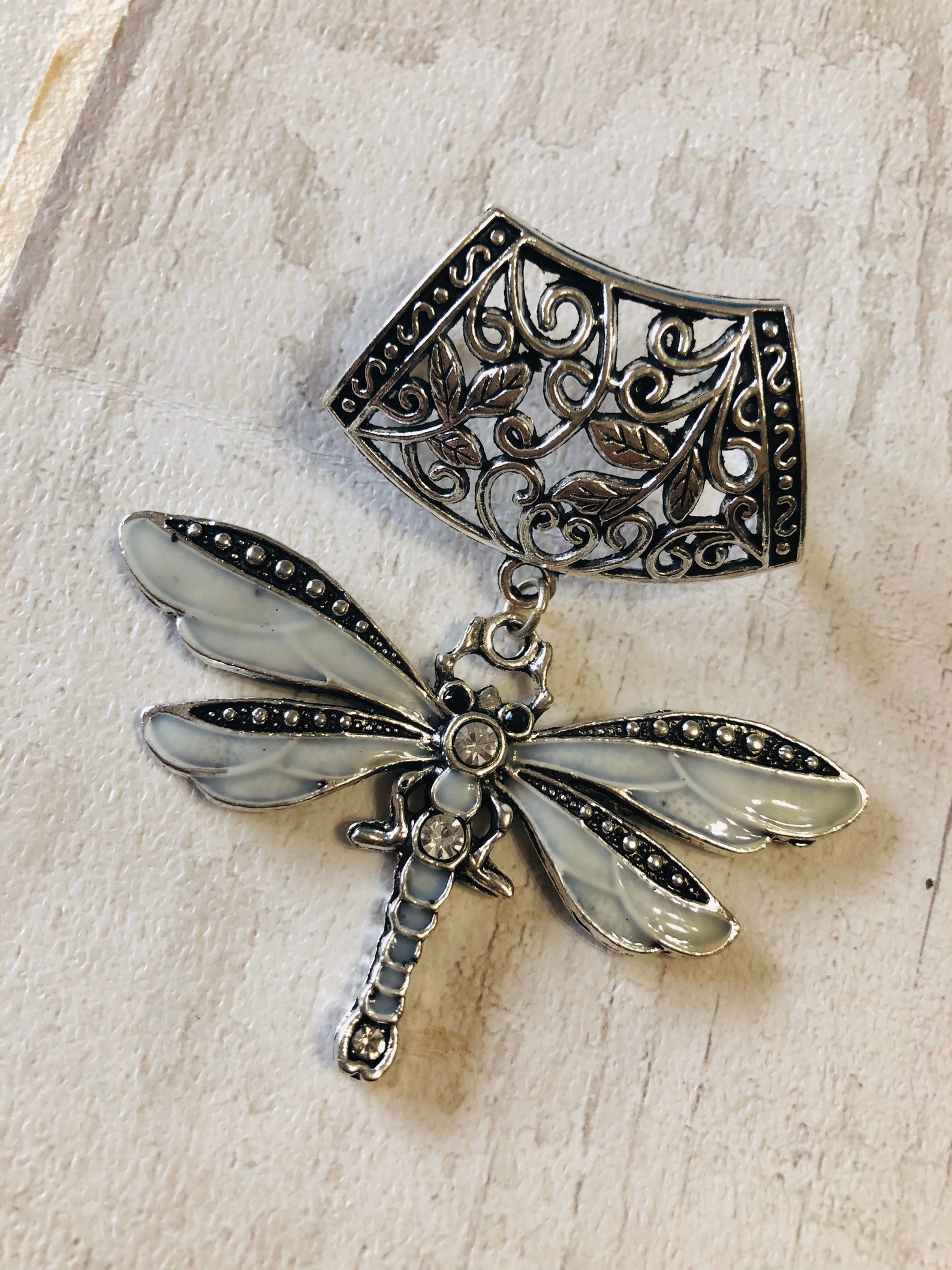 Large White Dragonfly Scarf Bail Silver Scarf Bail Scarf | Etsy UK