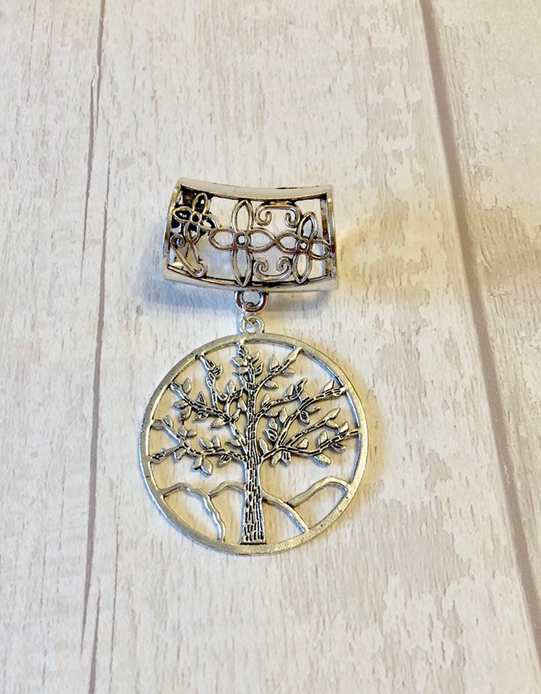 Silver Tree of Life Scarf Bail, Silver Scarf Bail, Scarf Pendant, Scarf ...