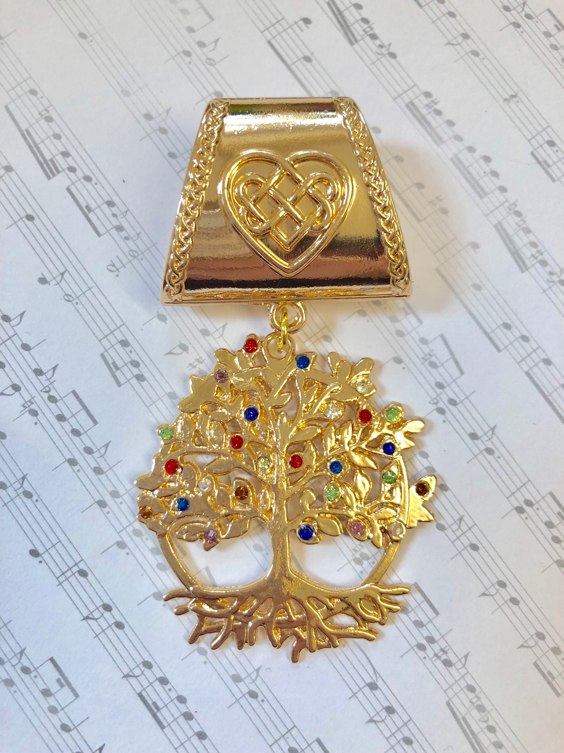 Gold Tree of Life Scarf Bail, Gold Scarf Bail, Scarf Pendant, Scarf ...