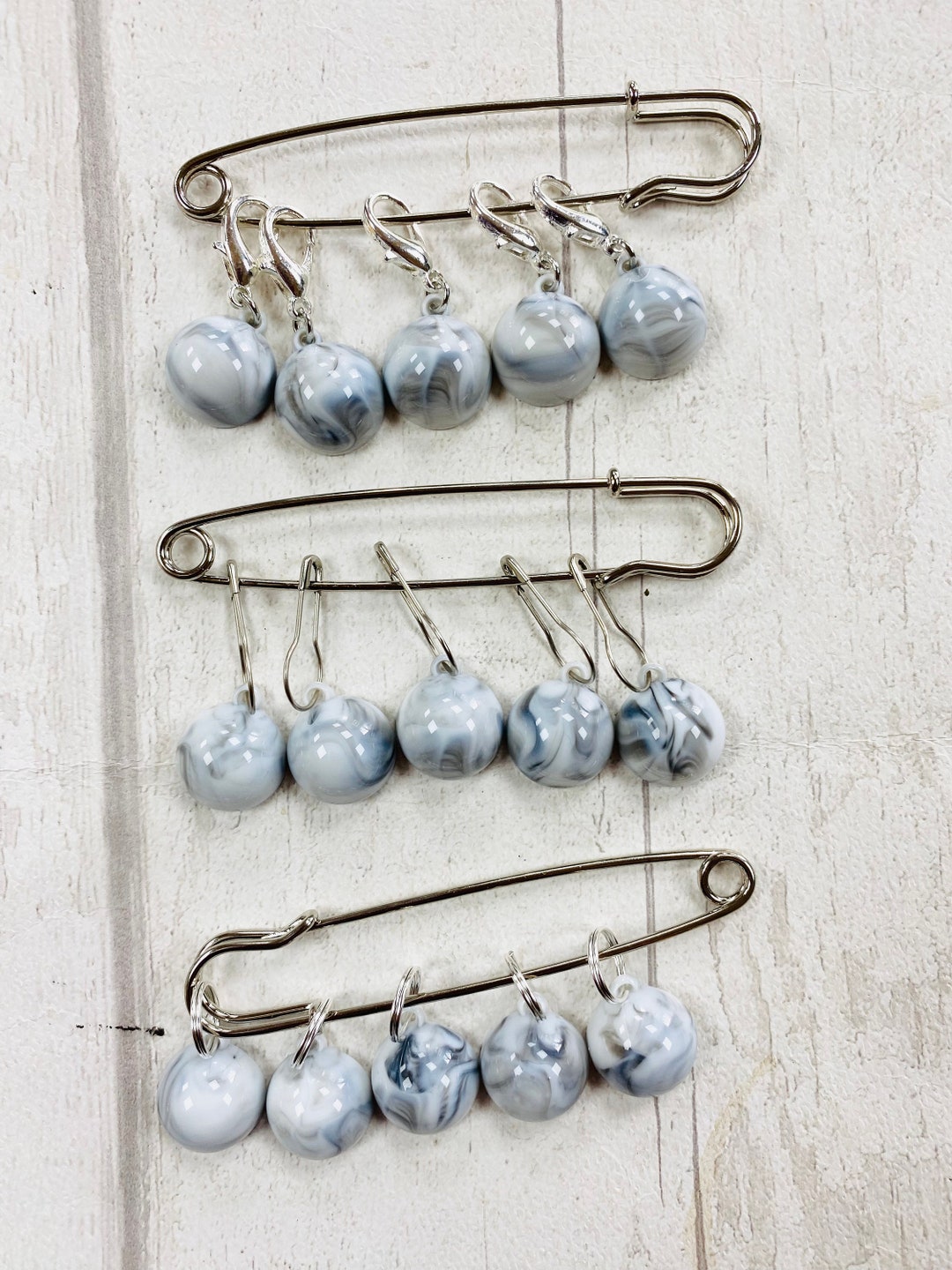 Grey Marble Acrylic Stitch Markers: Knitting Crochet Supplies - Etsy