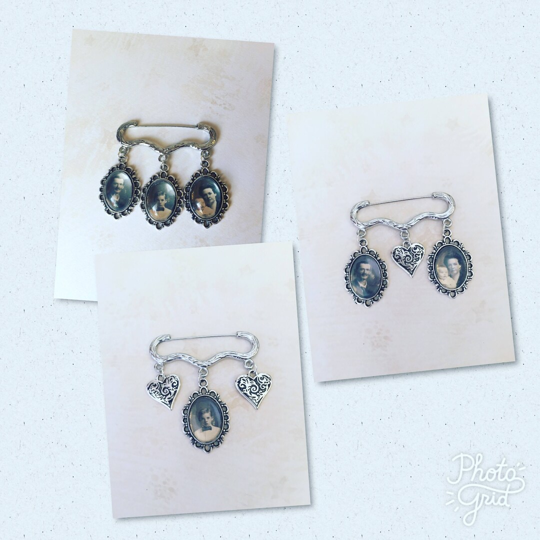 Wedding Bridal Pin Photo Charm, Bridal Memory Charm Brooch ...