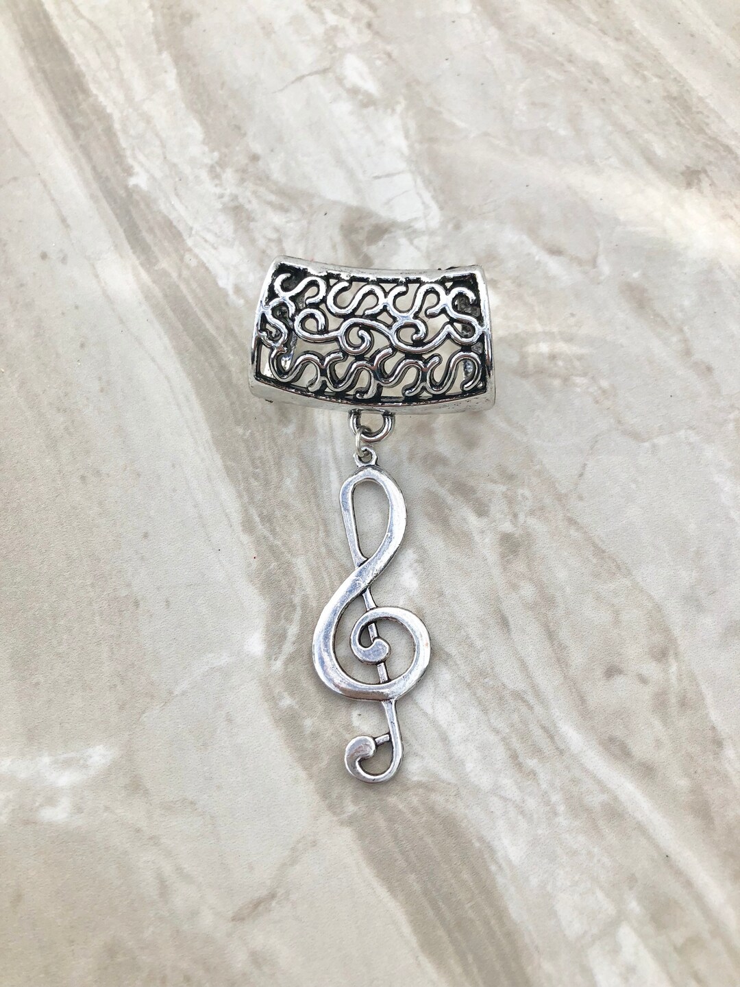 Large Silver Treble Clef Scarf Ring, Music Scarf Bail, Acrylic Scarf ...