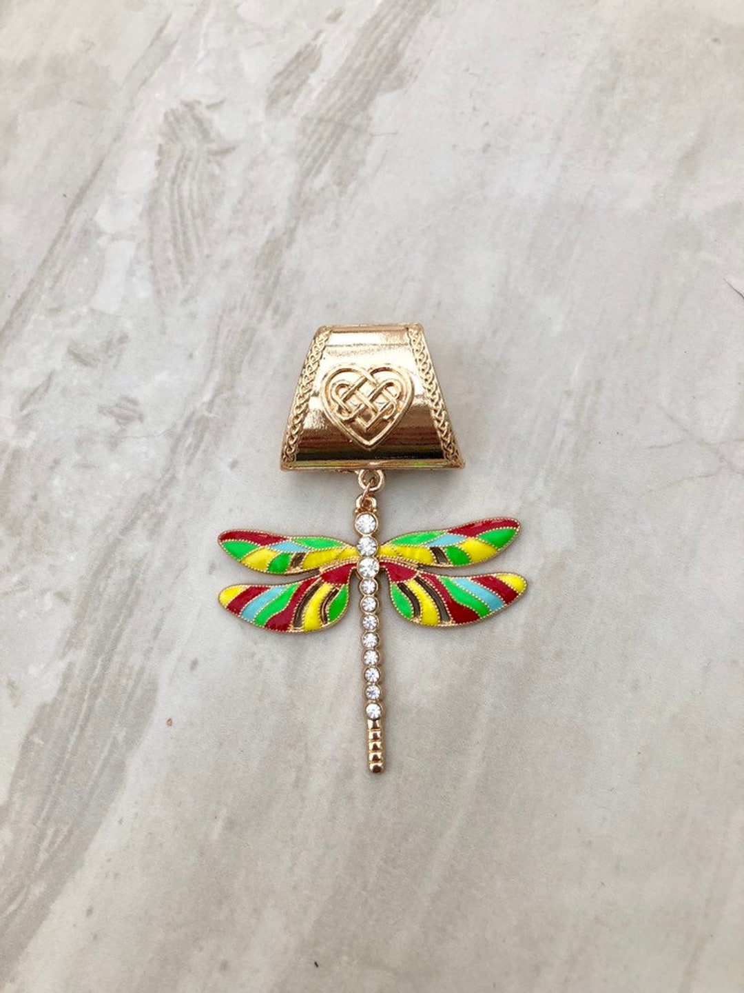 Rainbow Dragonfly Scarf Ring / Bail / Slider - Lovely Pendant Suitable ...