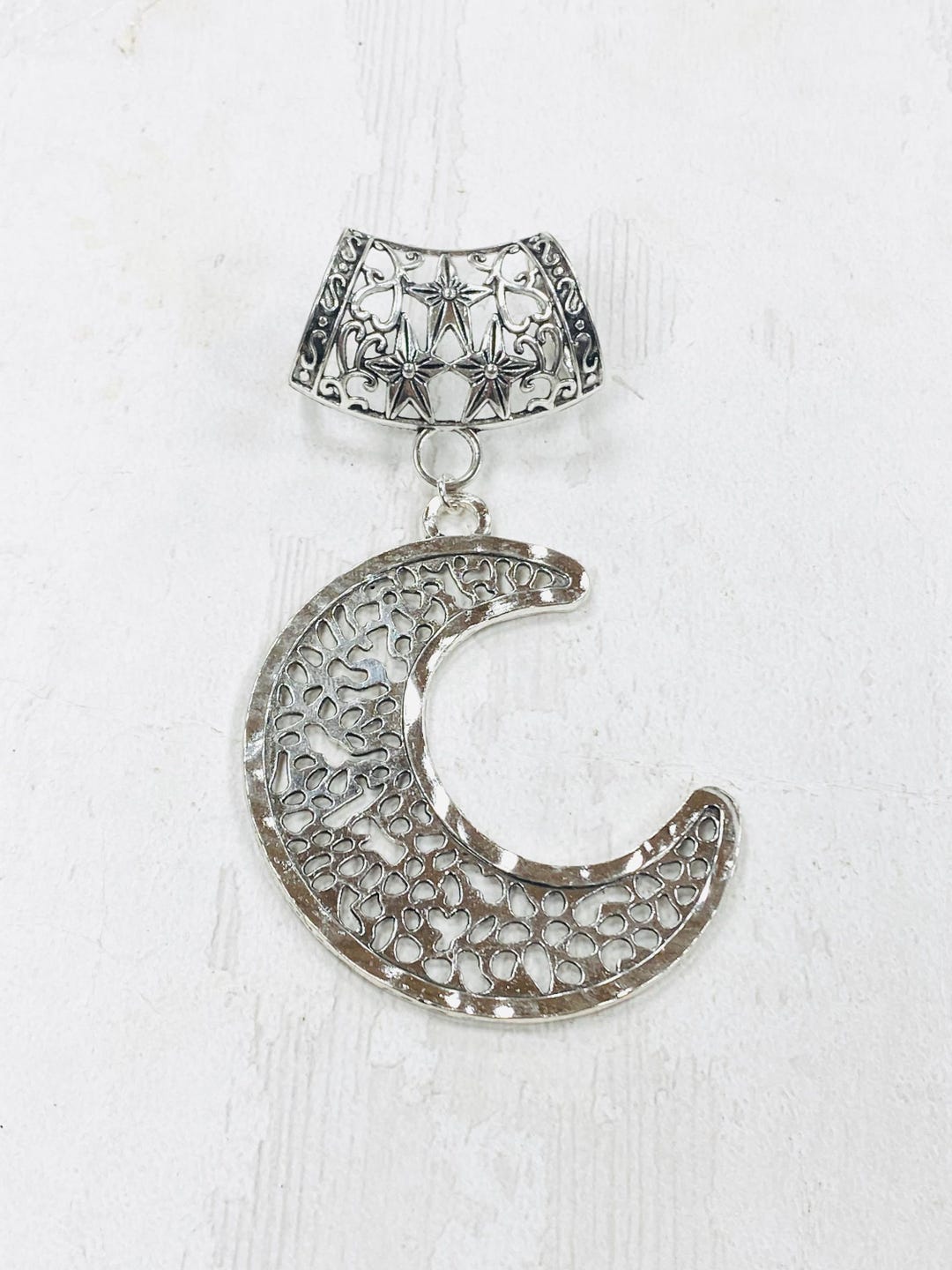 Large Silver Moon Scarf Bail, Silver Scarf Bail, Scarf Pendant, Scarf ...