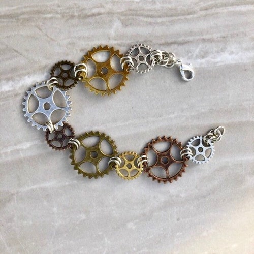 Antique Bronze Gear Bracelet Steampunk Gear Bracelet - Etsy UK