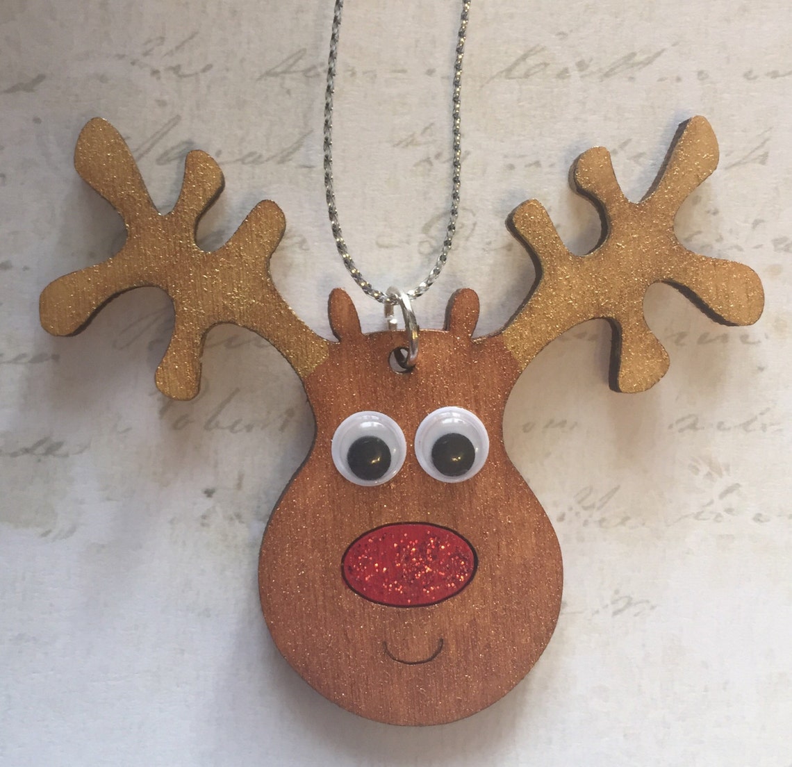 Reindeer Hanging Ornament, Christmas Tree Ornament, Hand Painted ...