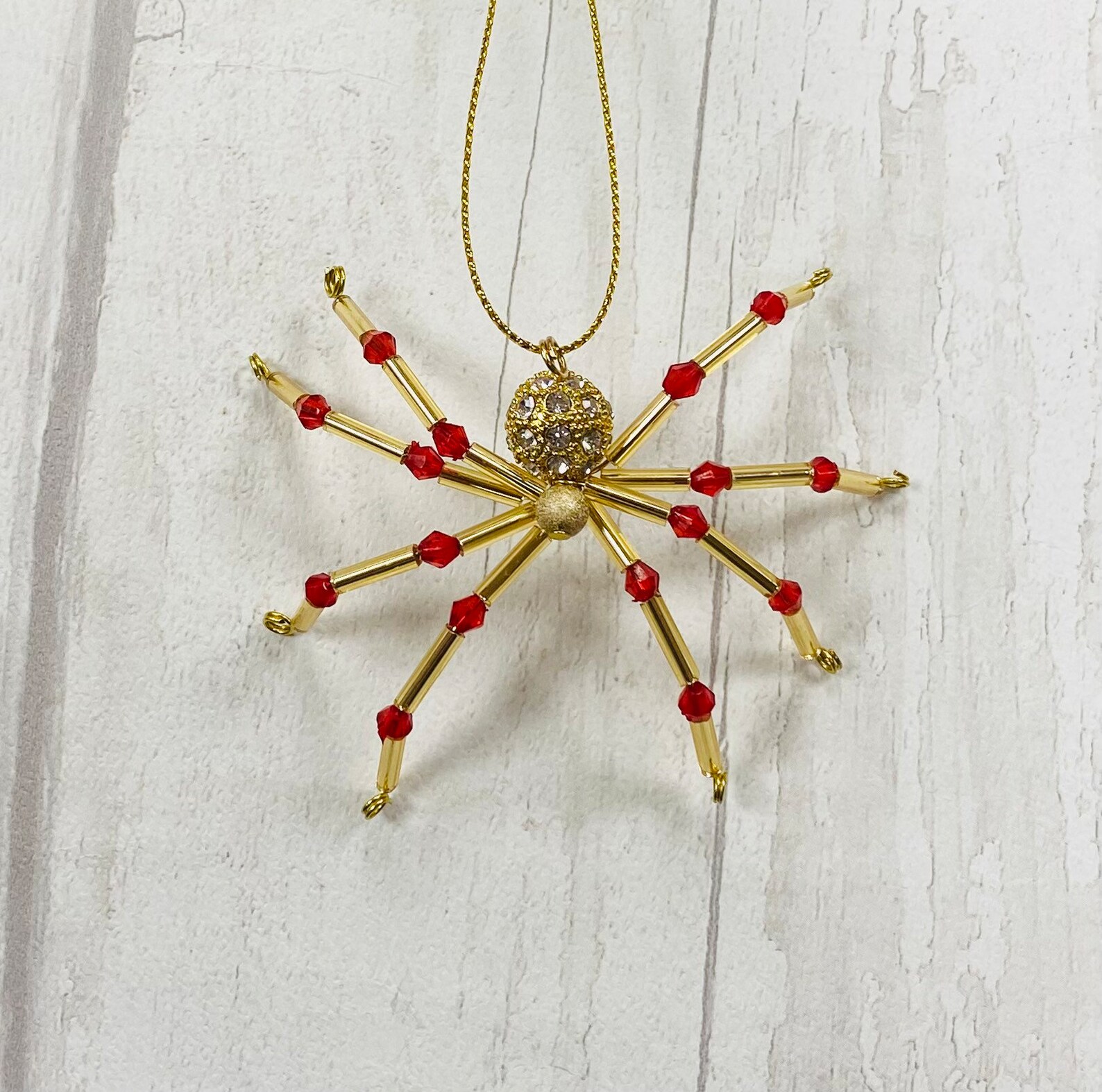 Golden Lucky Beaded Christmas Spider Traditional Lucky - Etsy