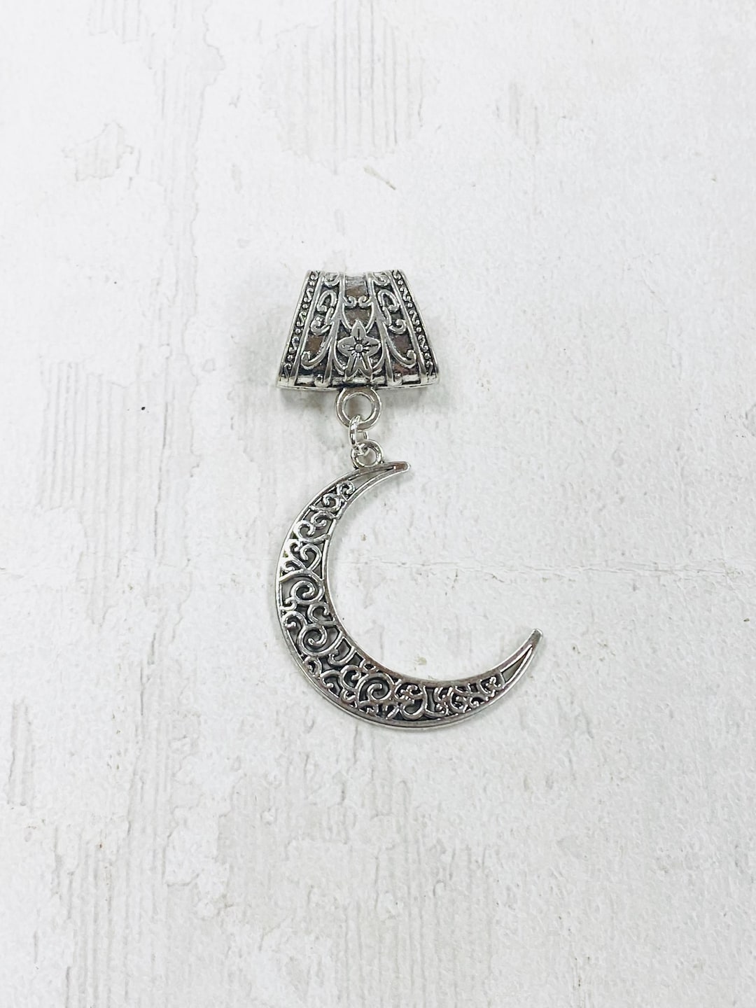 Small Silver Moon Scarf Bail, Silver Scarf Bail, Scarf Pendant, Scarf ...