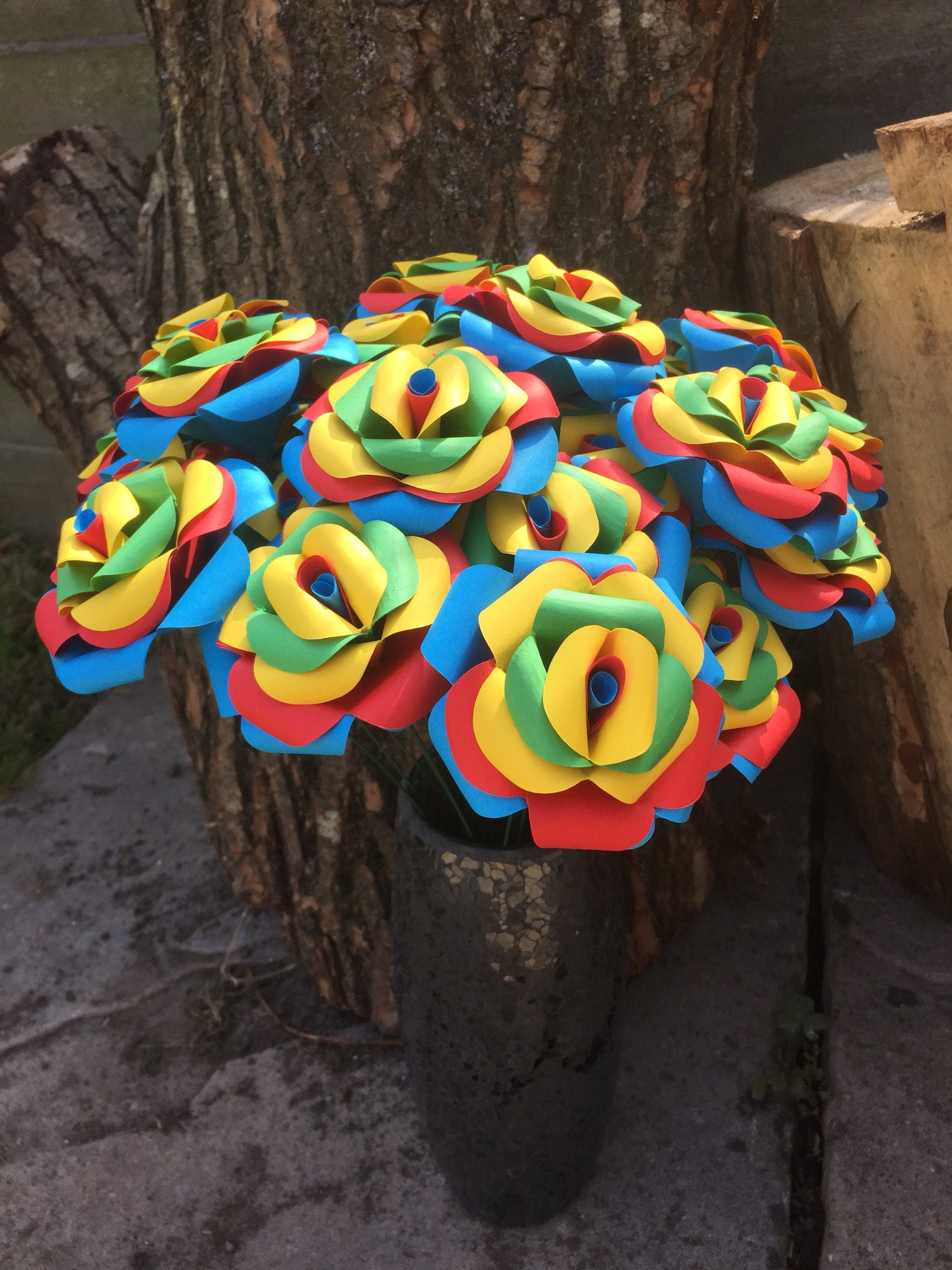 Rainbow Paper Rose Paper Roses Gay Pride LGBT Everlasting | Etsy