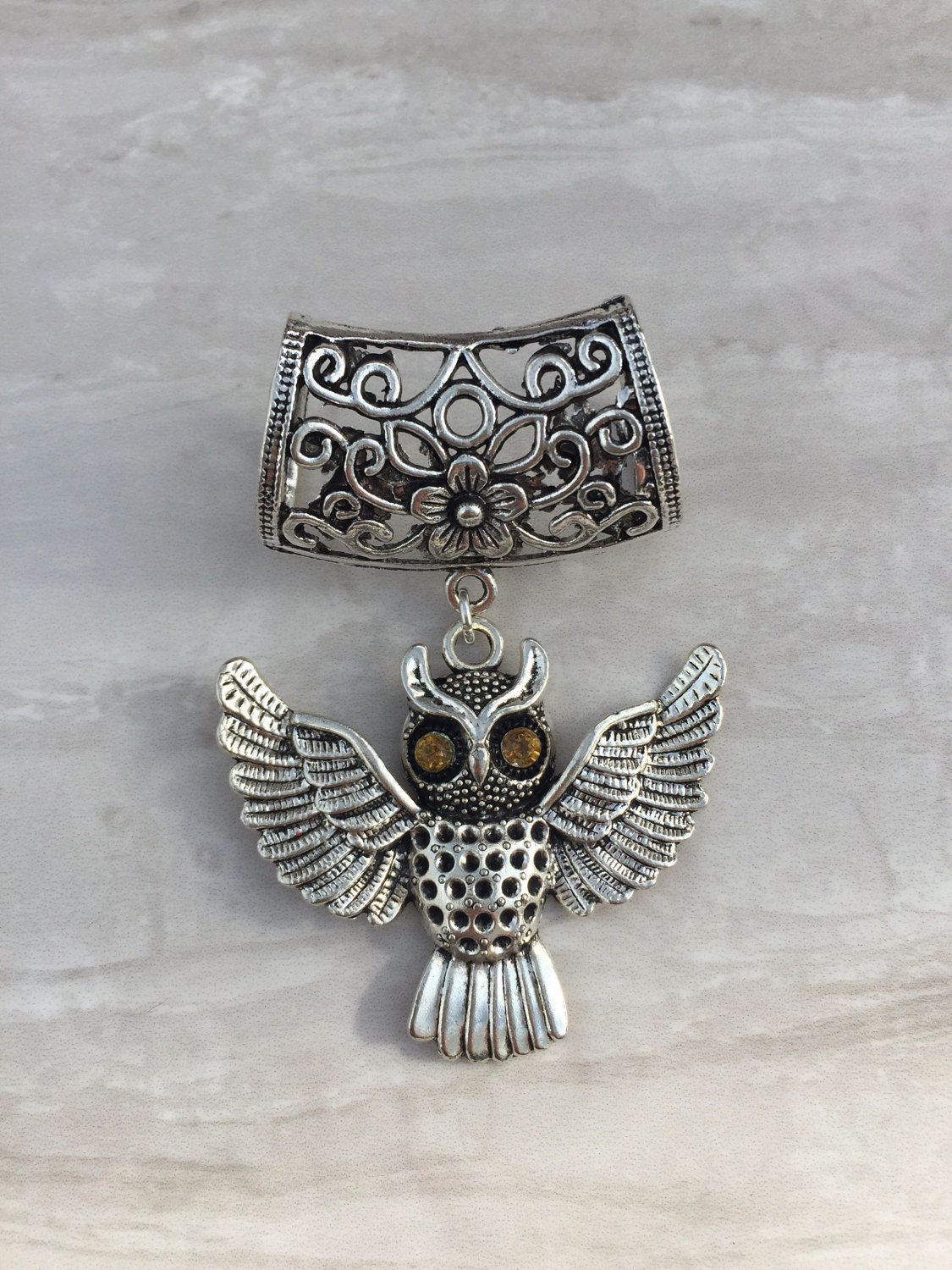 Rhinestone Owl Scarf Bail Silver Scarf Bail Scarf Pendant - Etsy UK