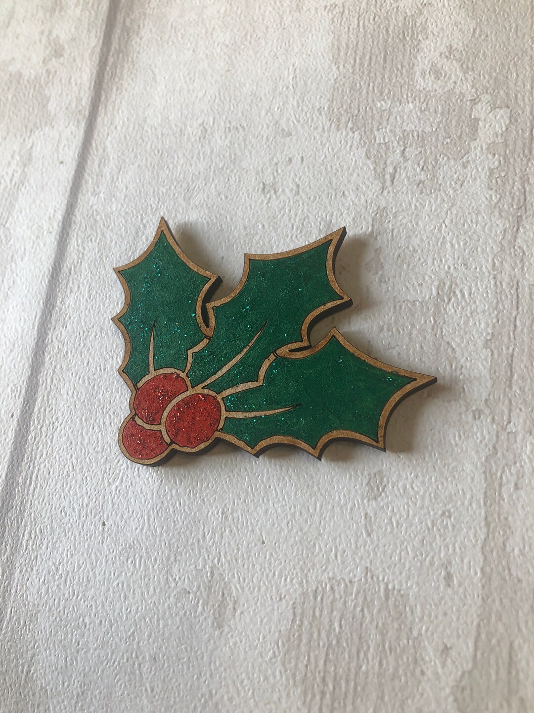 Holly Leaf Fridge Magnet Wooden Magnet Christmas Magnet - Etsy