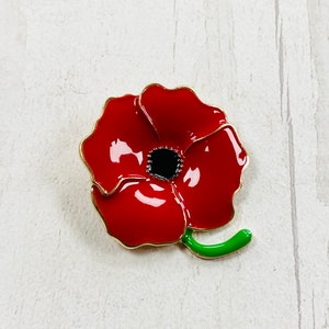 Red Poppy Enamel Brooch - Poppy Pin - Poppy Badge - Ideal Gift for ...