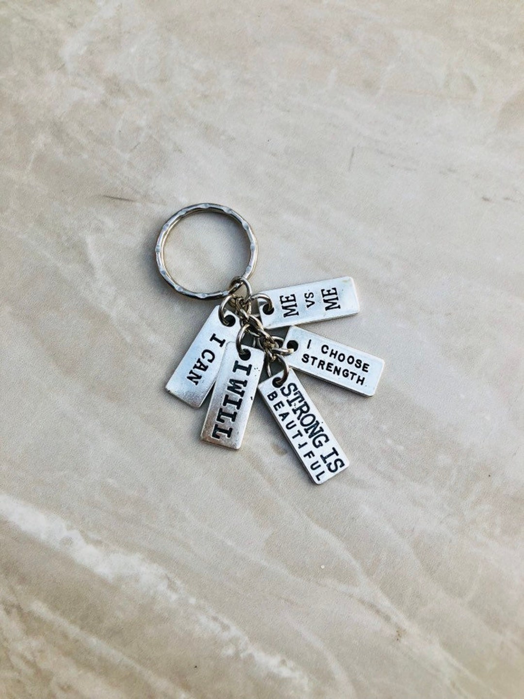 Fitness Keychain, Motivational Keyring, Gym Keychain, Silver Charm ...