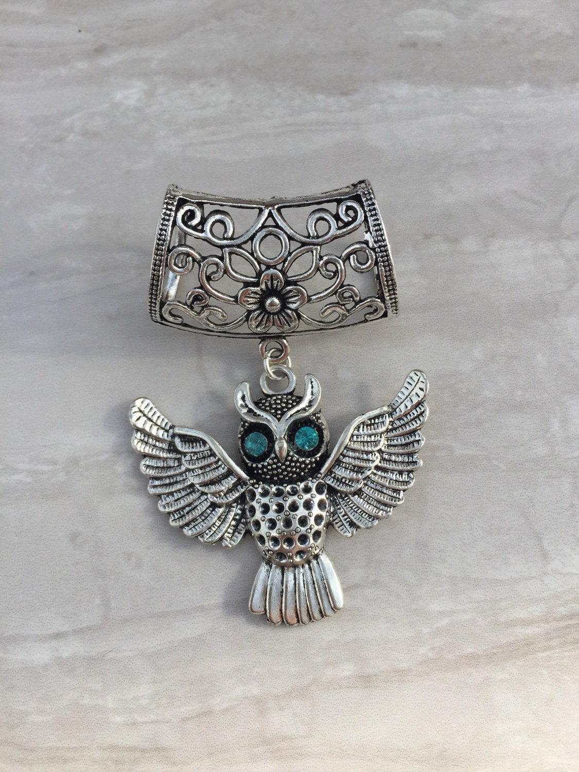 Rhinestone Owl Scarf Bail Silver Scarf Bail Scarf Pendant - Etsy UK