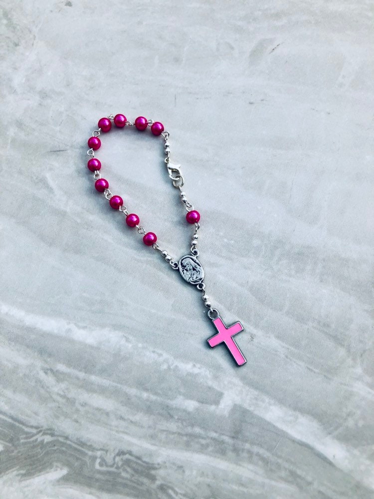 Beaded Rosary Bracelet prayer bead bracelet Baptism | Etsy