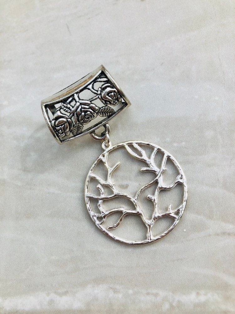 Silver Tree of Life Scarf Bail, Silver Scarf Bail, Scarf Pendant, Scarf ...