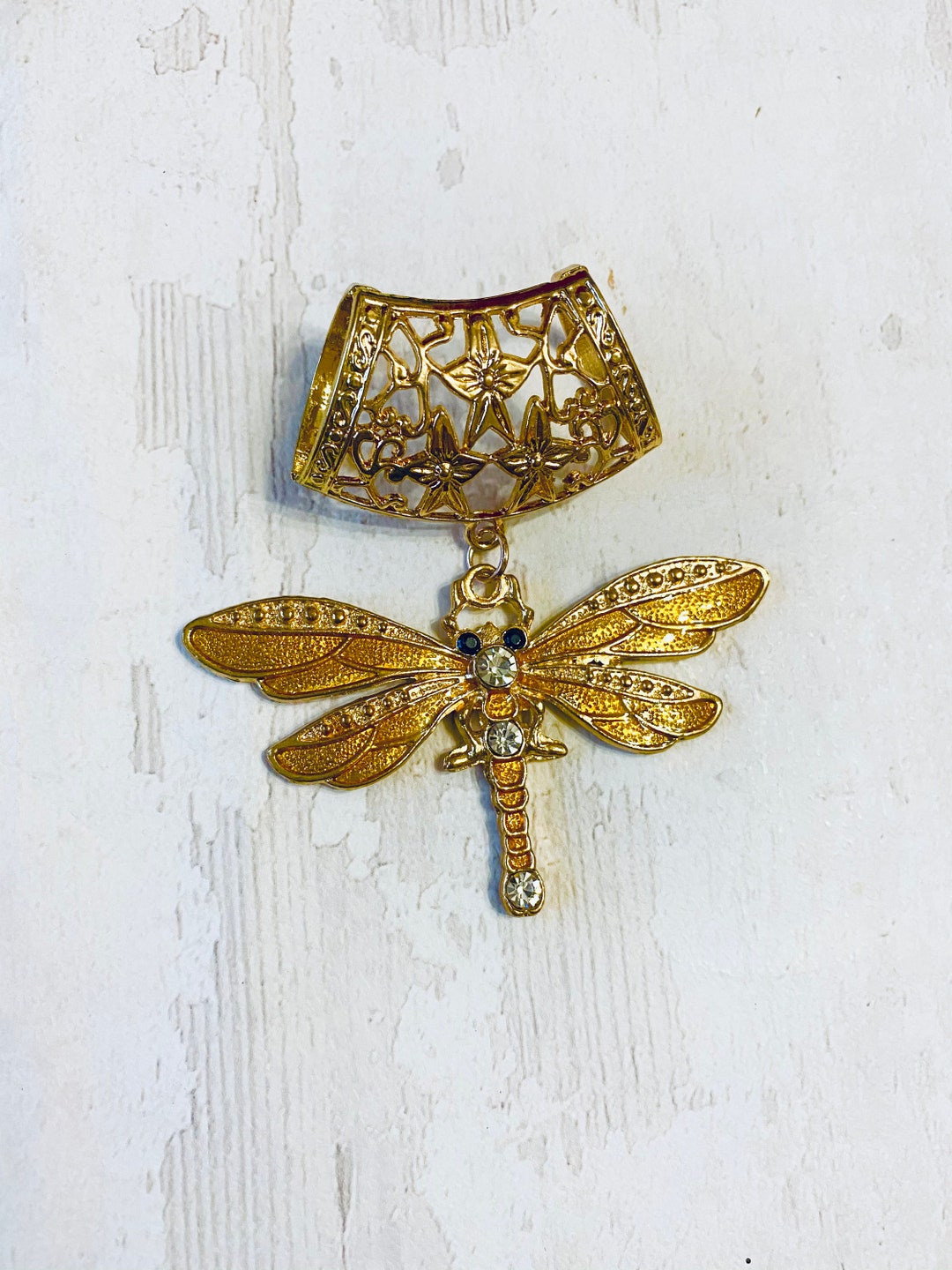 Yellow Dragonfly Scarf Ring / Bail / Slider - Lovely Pendant Suitable ...