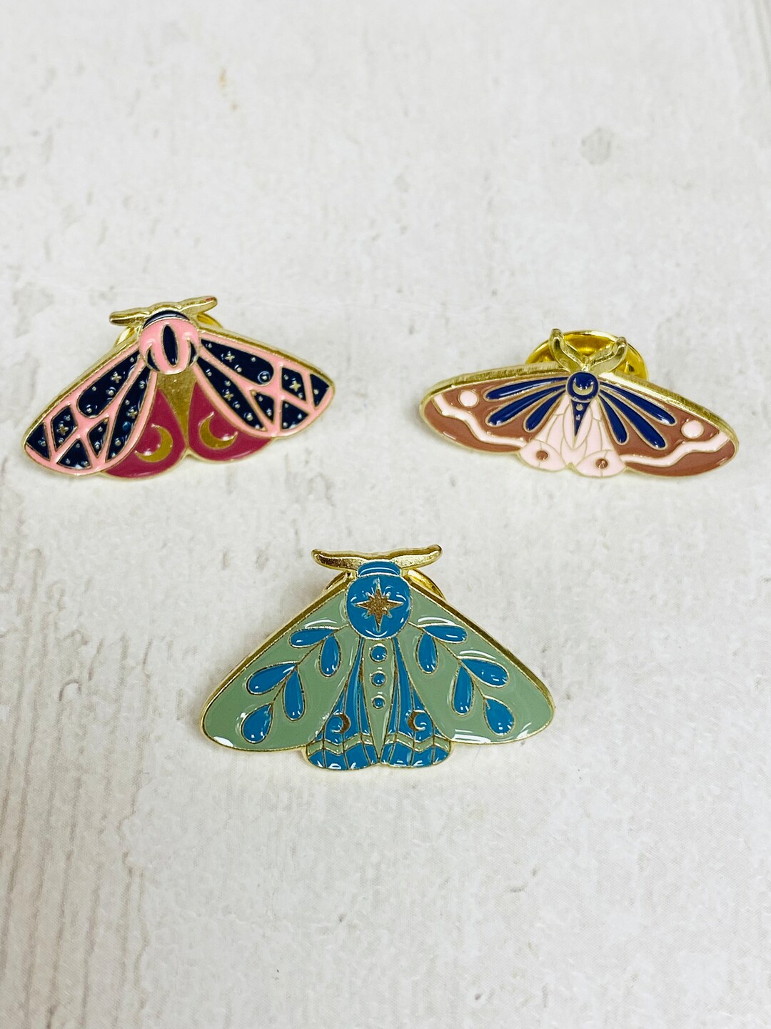 Moth Enamel Pin Badges Moth Lapel Pins Set of 3 Enamel Pin - Etsy UK